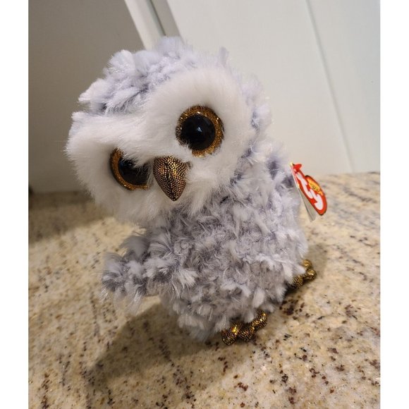 Ty | Toys | Ty Beanie Boos Owlette White Baby Owl Owlet Gold Glitter ...